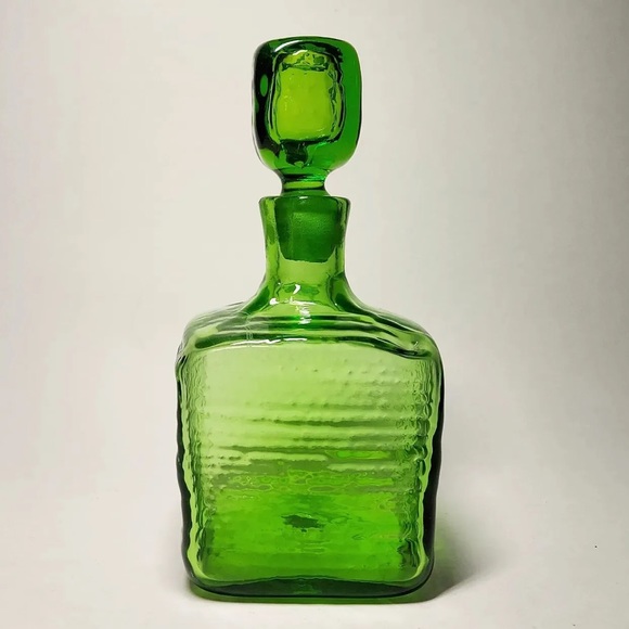 Vintage | Dining | Vintage Mcm Blenko Green Glass Textured Block ...
